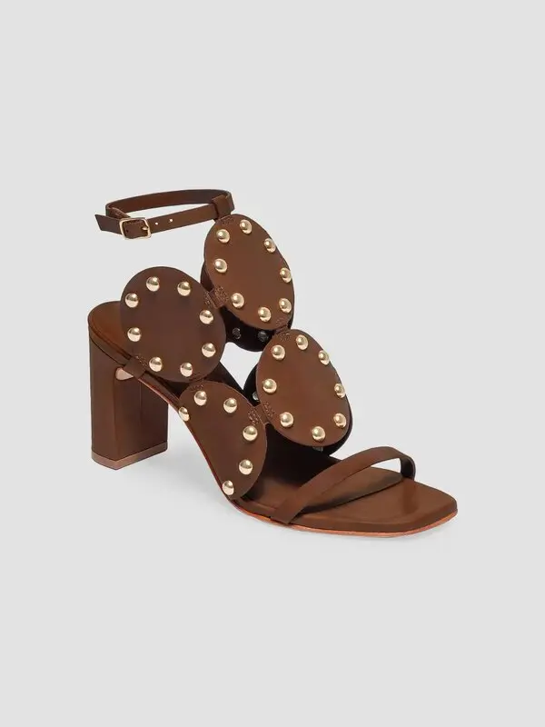 Bernardo New Moon 75mm Studded Heeled Sandals - Saddle