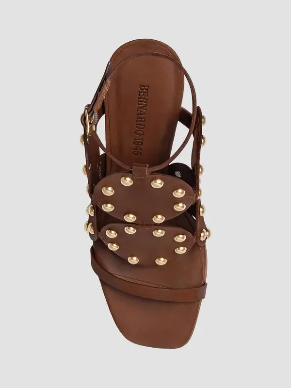 Bernardo New Moon 75mm Studded Heeled Sandals - Saddle
