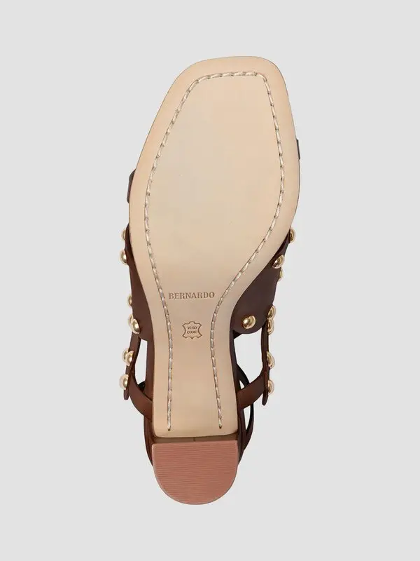 Bernardo New Moon 75mm Studded Heeled Sandals - Saddle