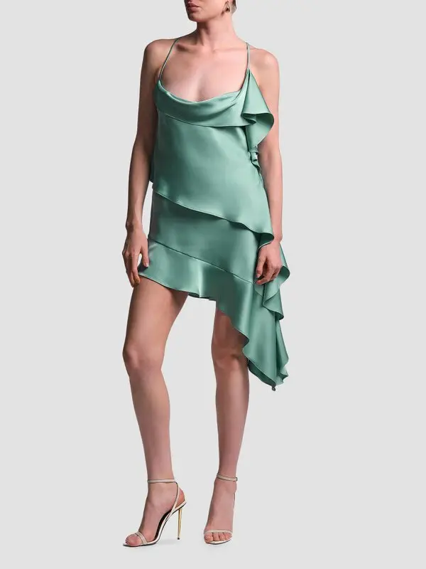 Bcbgmaxazria Fiona Draped Asymmetric Mini Dress - Eucalyptus