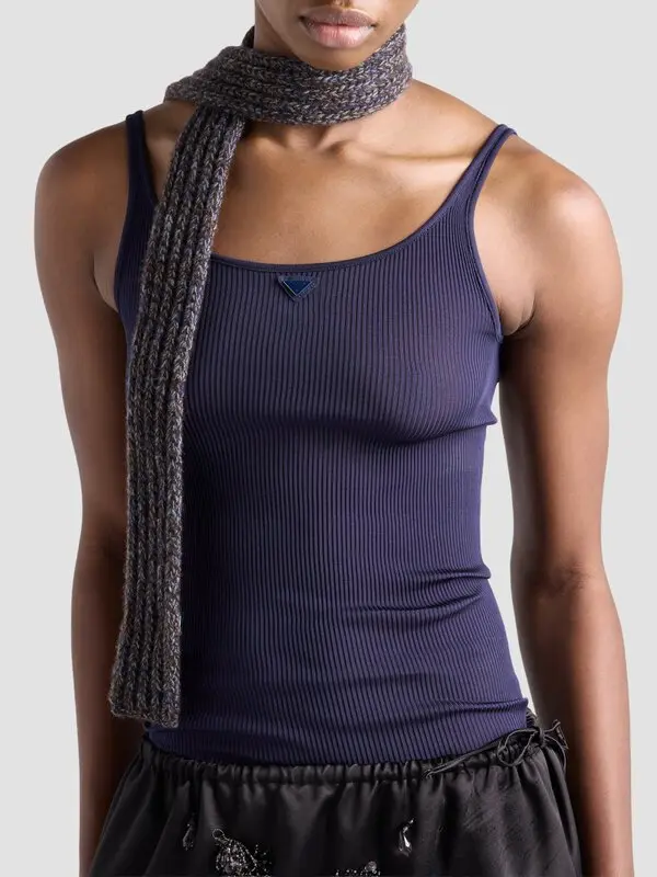 Prada Ribbed Knit Silk Tank Top