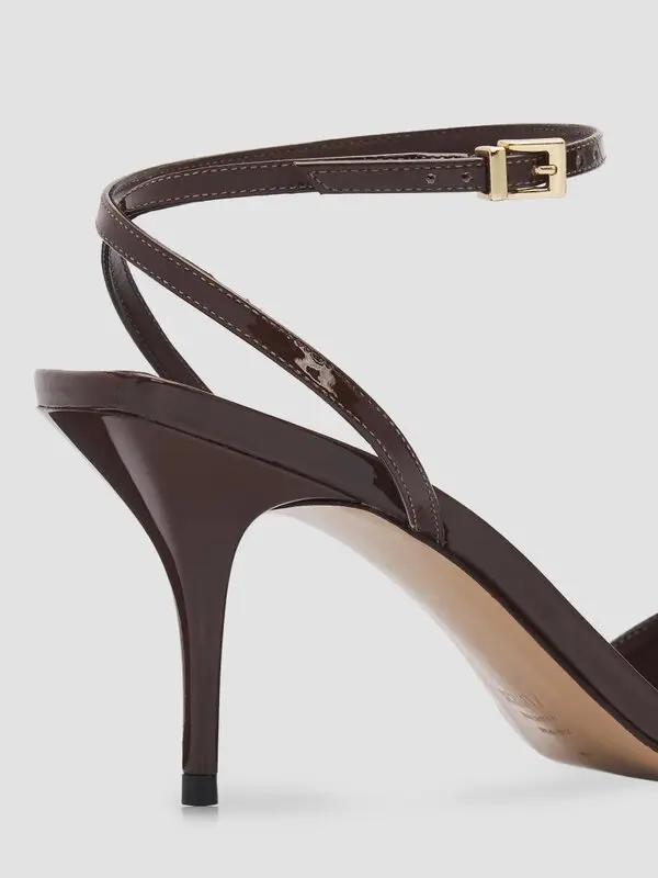 Schutz Elodie 75mm Patent Leather Sandals - Root Brown