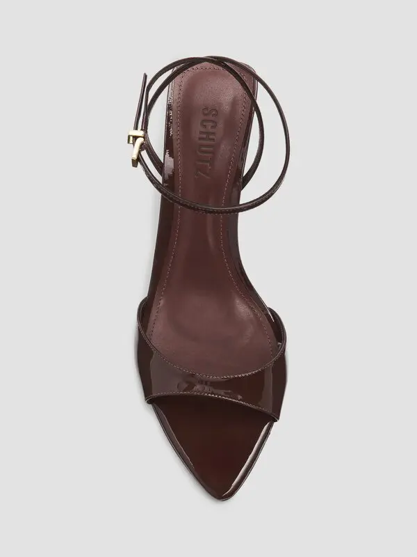 Schutz Elodie 75mm Patent Leather Sandals - Root Brown