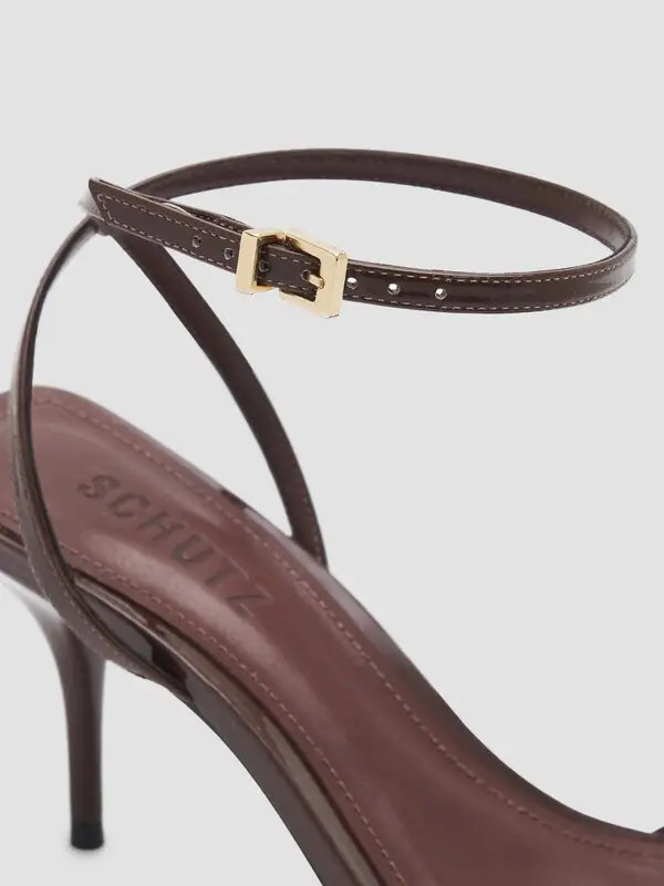 Schutz Elodie 75mm Patent Leather Sandals - Root Brown