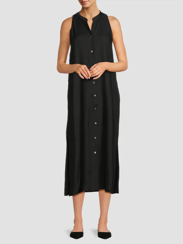 Natori Cotton-silk Twill Tunic Midi Dress