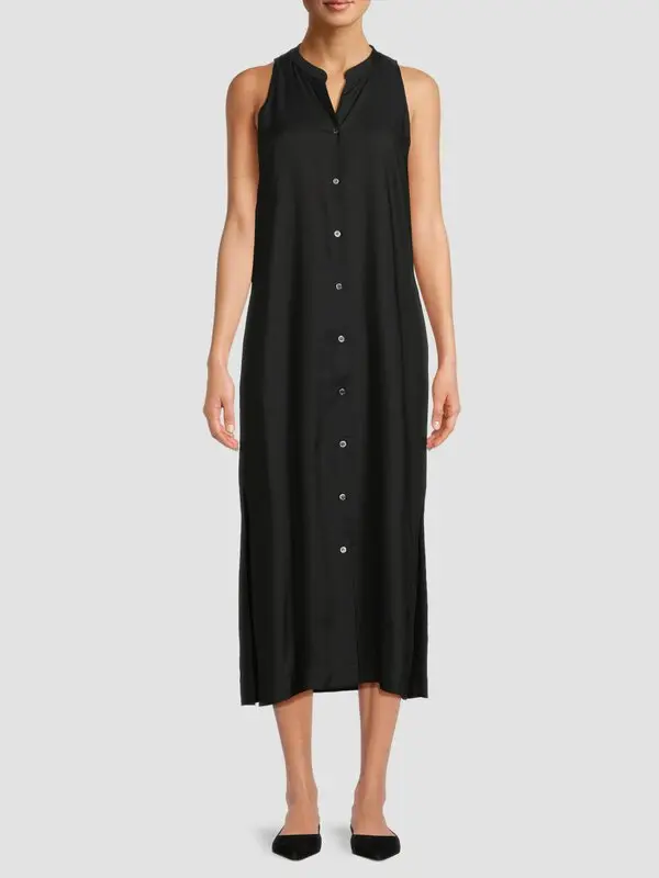 Natori Cotton-silk Twill Tunic Midi Dress