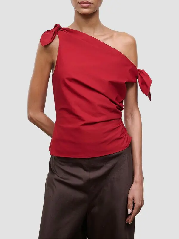Staud Bellaria Cotton-blend Top - Rouge