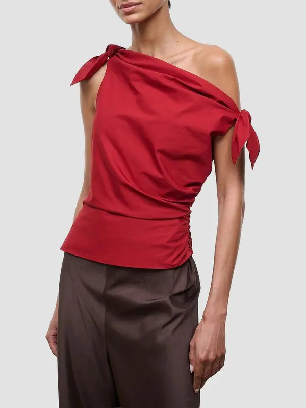 Staud Bellaria Cotton-blend Top - Rouge