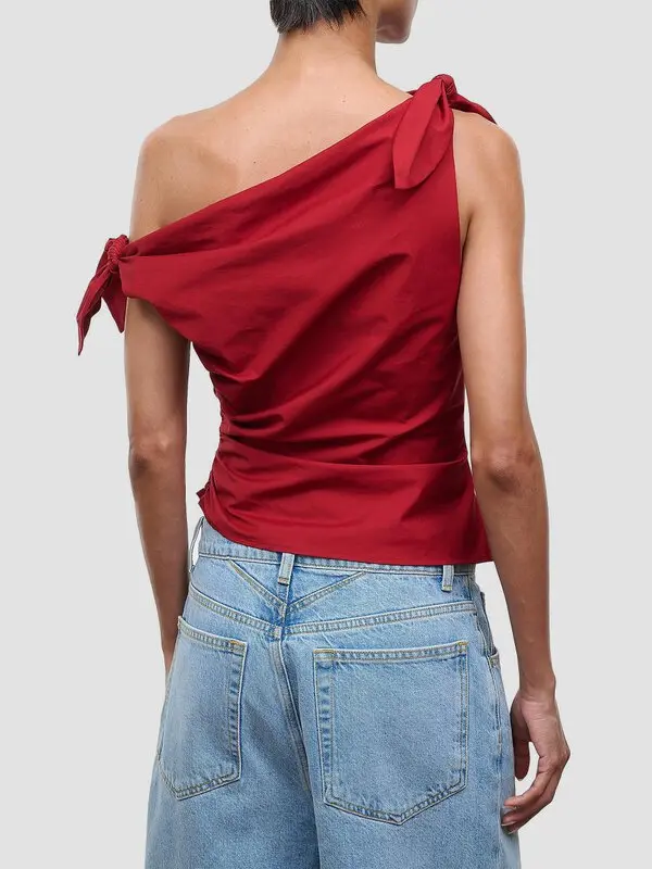 Staud Bellaria Cotton-blend Top - Rouge