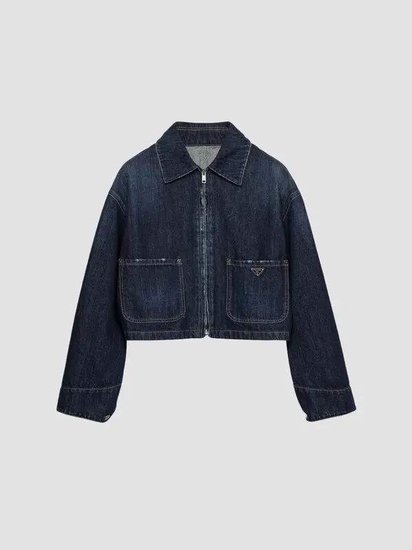 Prada Cropped Denim Blouson Jacket