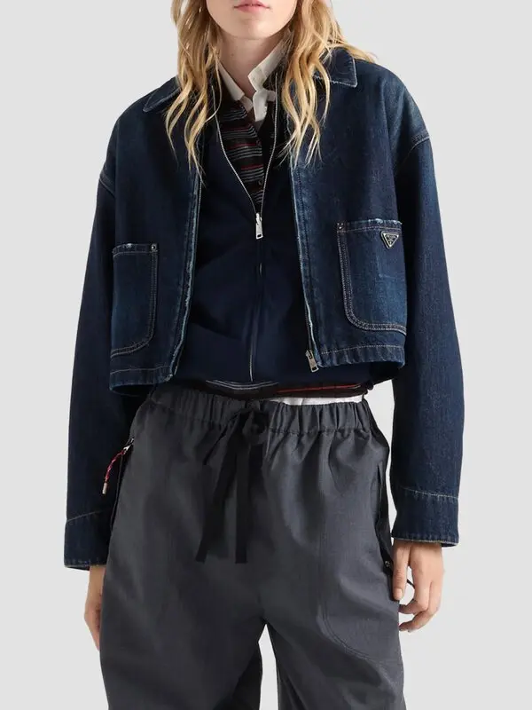 Prada Cropped Denim Blouson Jacket