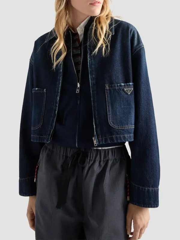 Prada Cropped Denim Blouson Jacket