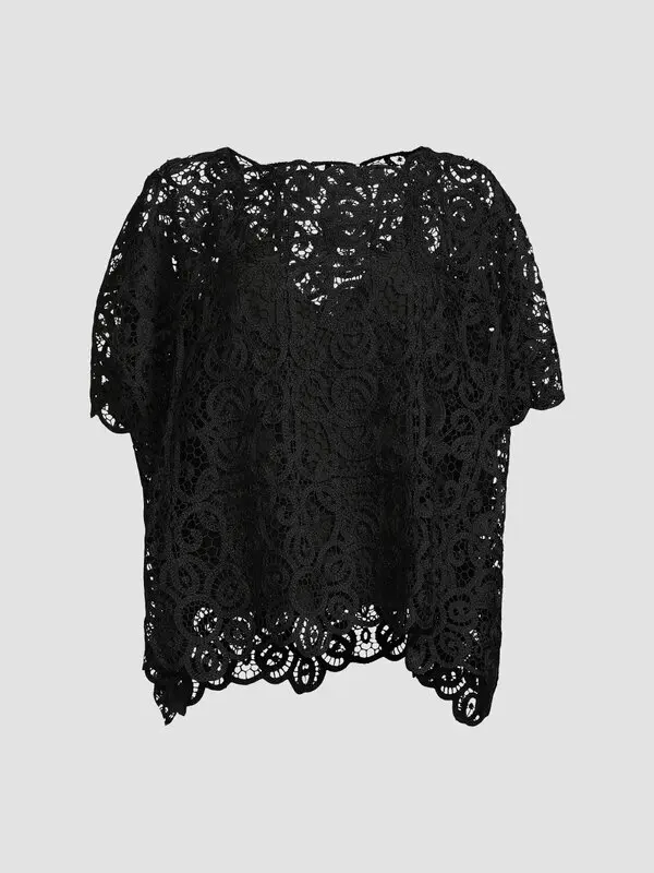 Natori Raffia Lace Caftan Top