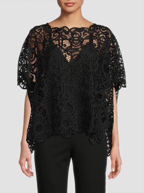 Natori Raffia Lace Caftan Top