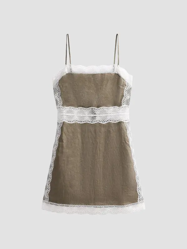 Staud Amalina Lace-trim Linen Minidress