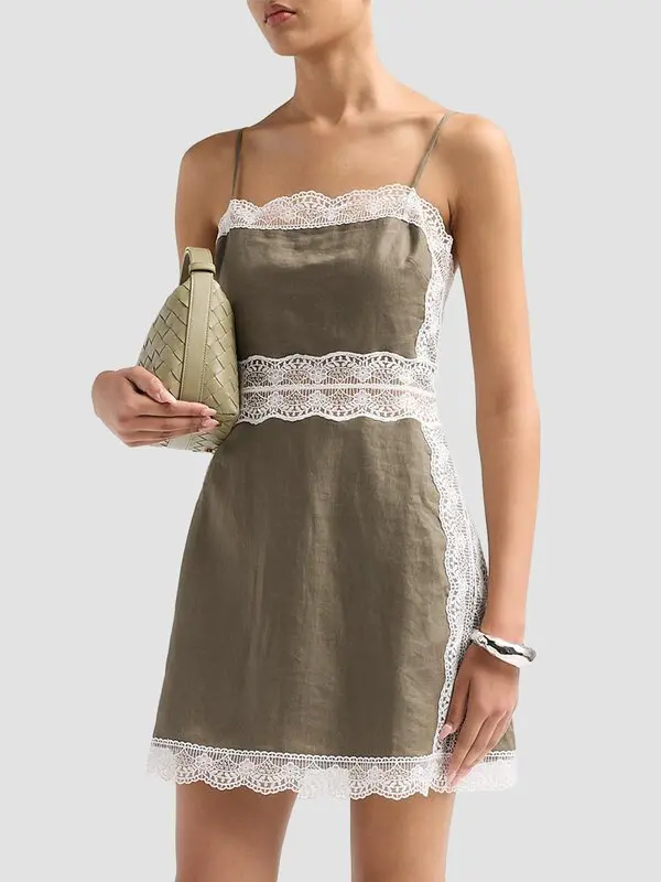 Staud Amalina Lace-trim Linen Minidress