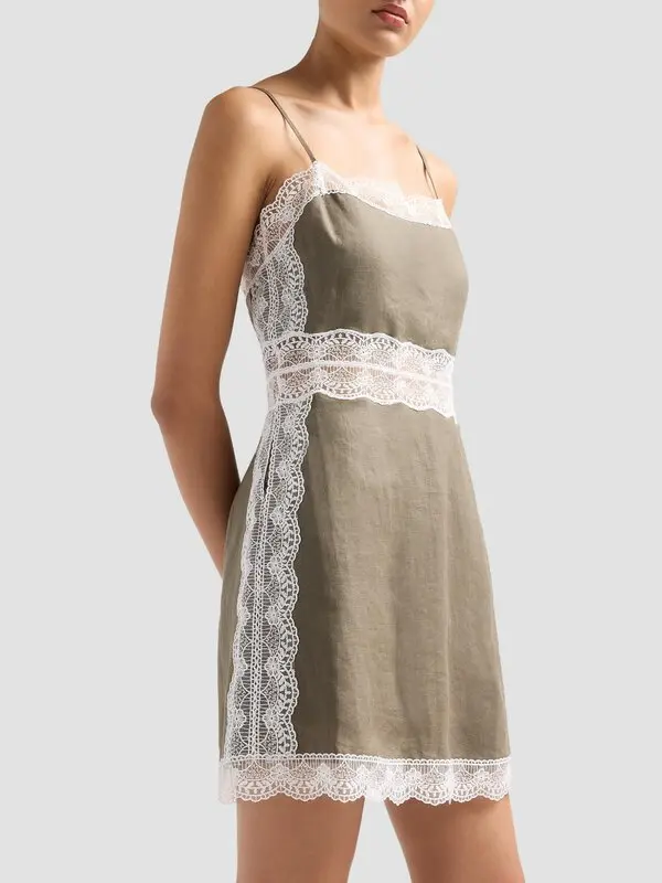 Staud Amalina Lace-trim Linen Minidress