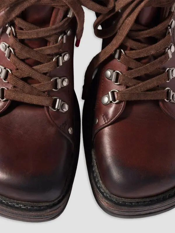 Miu Miu Leather Booties - Dark Brown