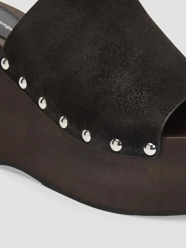 STUART WEITZMAN Kate 100mm Studded Suede Clogs - Shadow