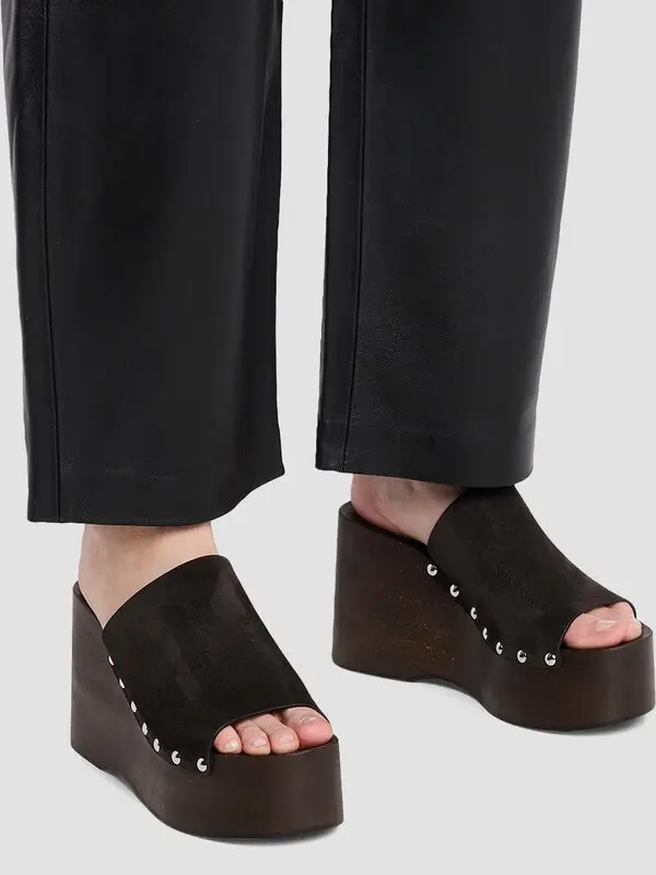 STUART WEITZMAN Kate 100mm Studded Suede Clogs - Shadow