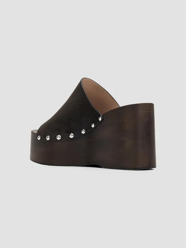STUART WEITZMAN Kate 100mm Studded Suede Clogs - Shadow