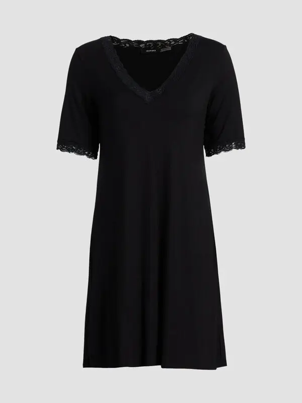 Natori Feathers Essentials Lace-trim A-line Minidress - Black