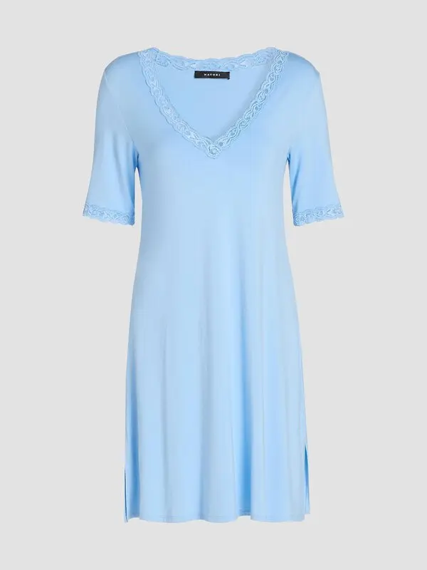 Natori Feathers Essentials Lace-trim A-line Minidress - Blue