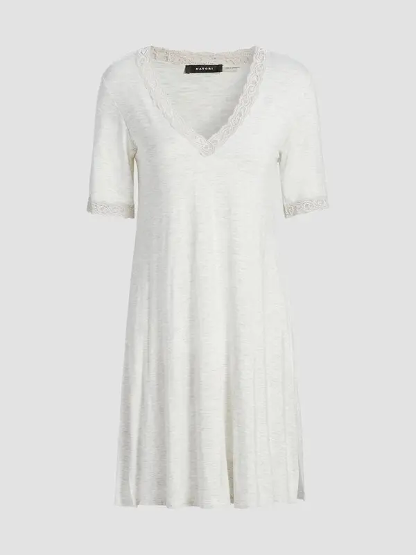 Natori Feathers Essentials Lace-trim A-line Minidress - Grey