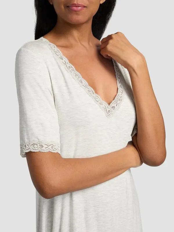 Natori Feathers Essentials Lace-trim A-line Minidress - Grey