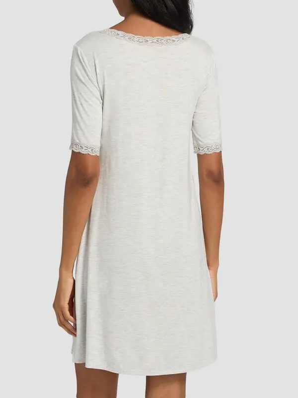 Natori Feathers Essentials Lace-trim A-line Minidress - Grey