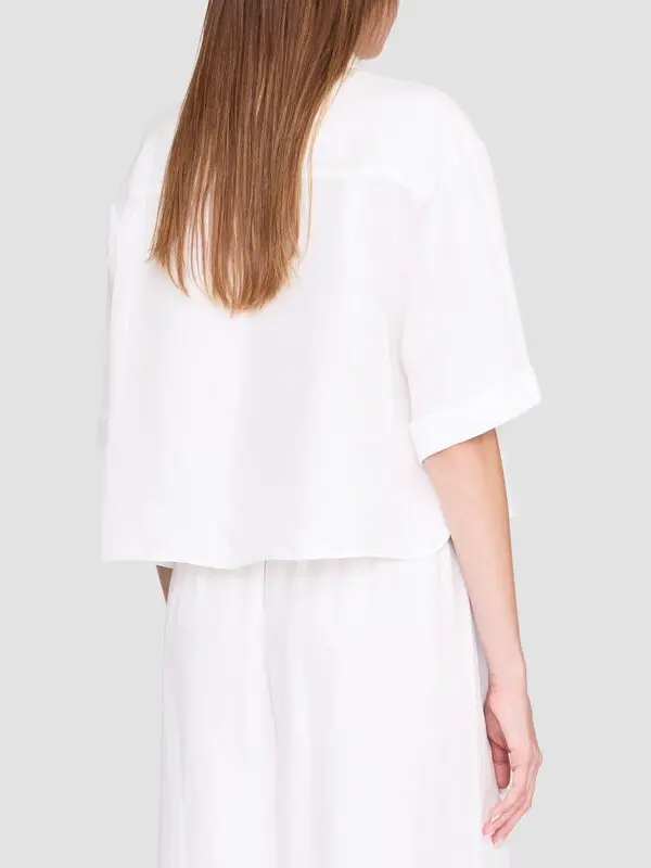 ANINE BING Edith Linen-blend Crop Shirt