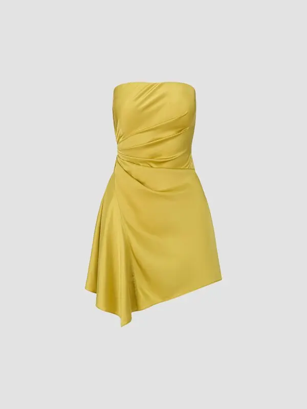Staud Adriana Silk Mini Dress - Citron