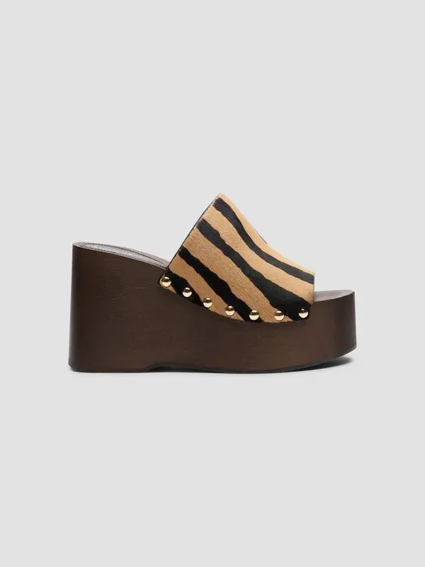STUART WEITZMAN Kate 100mm Zebra-print Calf Hair Wedge Sandals