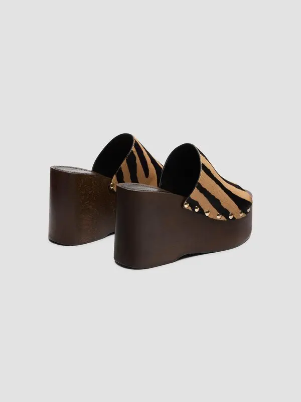 STUART WEITZMAN Kate 100mm Zebra-print Calf Hair Wedge Sandals