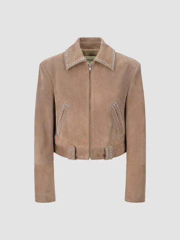 Staud Hugo Studded Suede Jacket