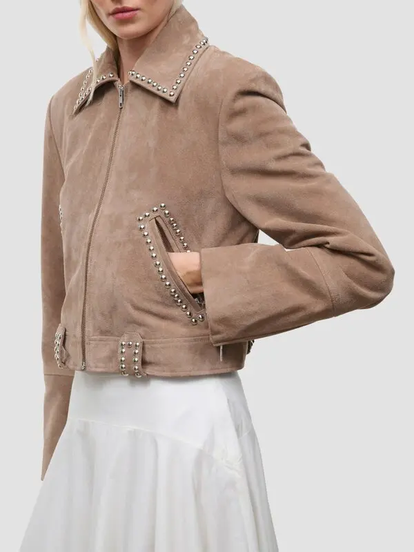Staud Hugo Studded Suede Jacket