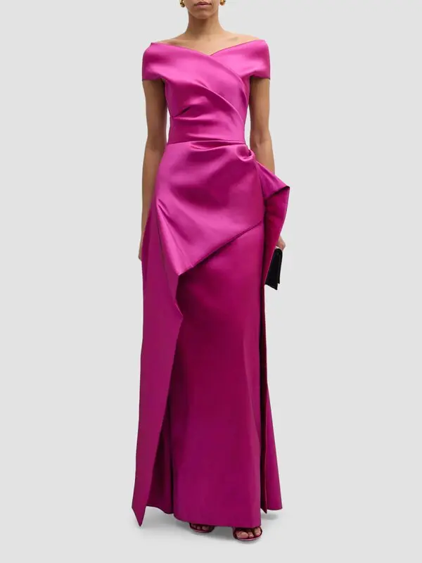 Rickie Freeman For Teri Jon Gazar Off-the-shoulder Sculpted Gown