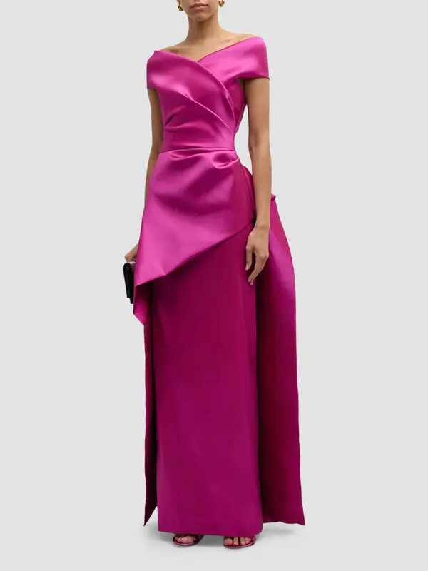 Rickie Freeman For Teri Jon Gazar Off-the-shoulder Sculpted Gown
