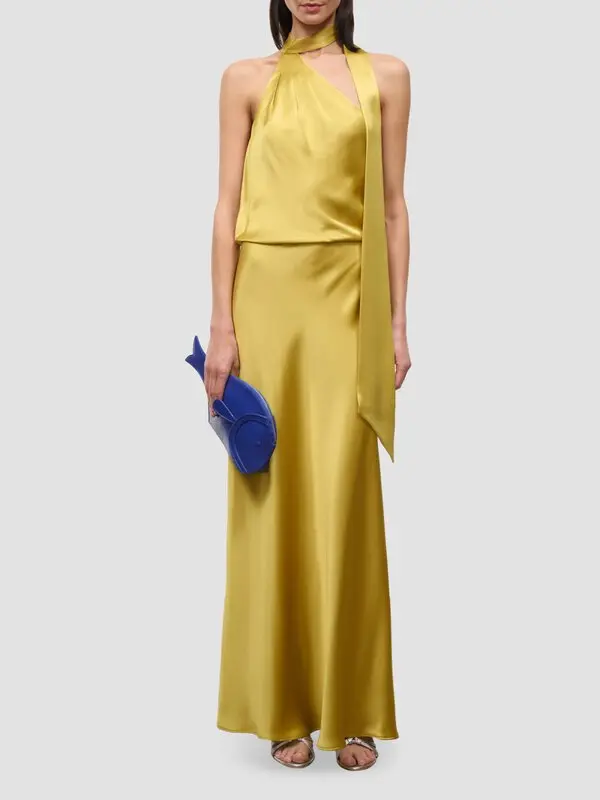 Staud Estelle Satin One-shoulder Maxi Dress - Citron