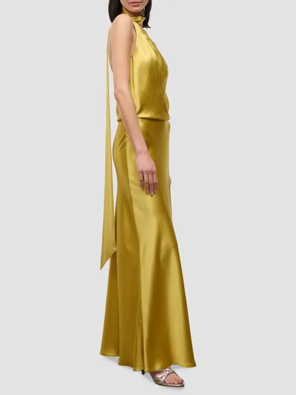 Staud Estelle Satin One-shoulder Maxi Dress - Citron