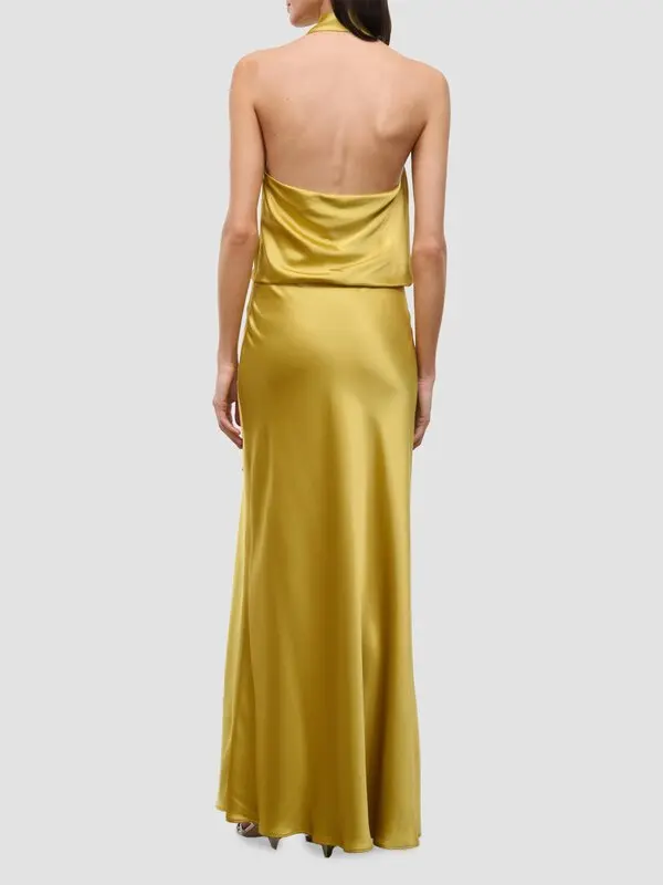 Staud Estelle Satin One-shoulder Maxi Dress - Citron