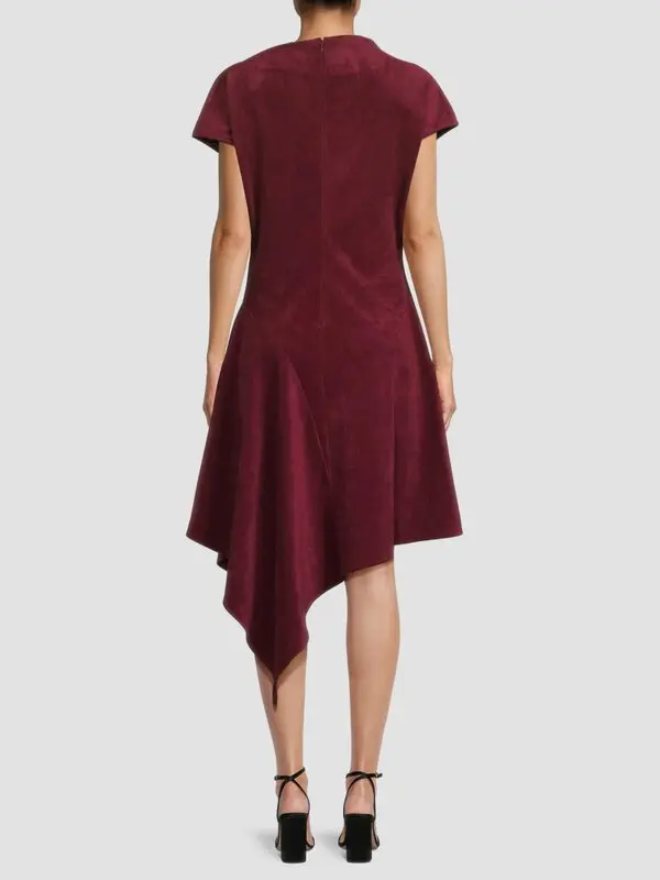 Natori Vegan Luxe Suede Asymmetric Drape Neck Dress