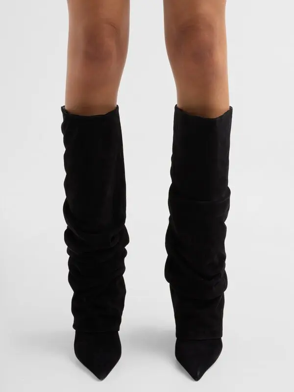 Schutz Mikki Up Cloak 75mm Suede Slouch Boots - Black