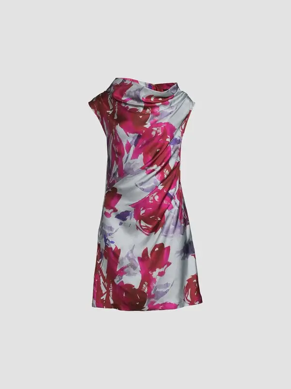 Natori Mira Asymmetric Funnel Neck Minidress