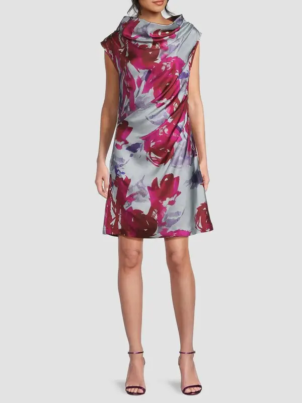 Natori Mira Asymmetric Funnel Neck Minidress
