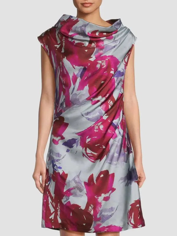 Natori Mira Asymmetric Funnel Neck Minidress