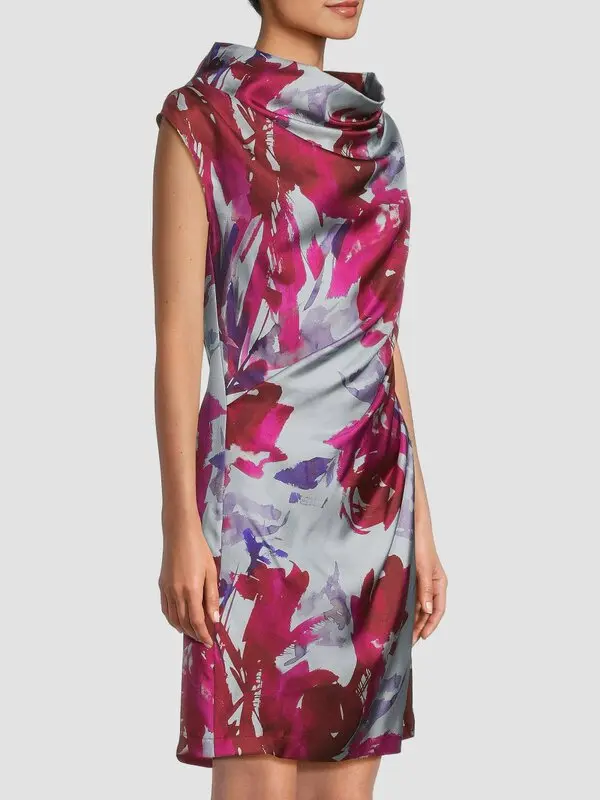 Natori Mira Asymmetric Funnel Neck Minidress