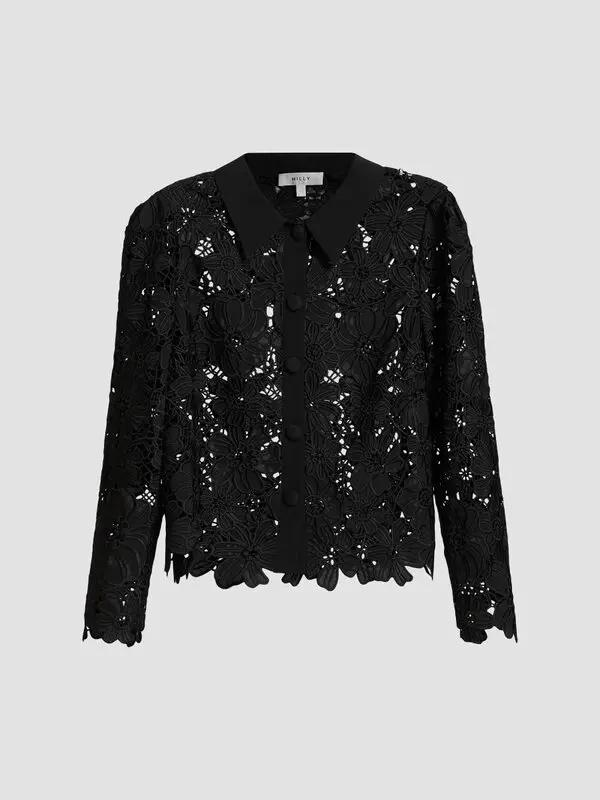MILLY June Lace Button-front Shirt