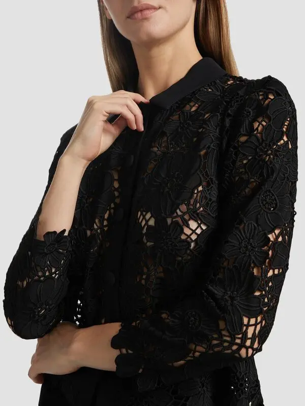 MILLY June Lace Button-front Shirt