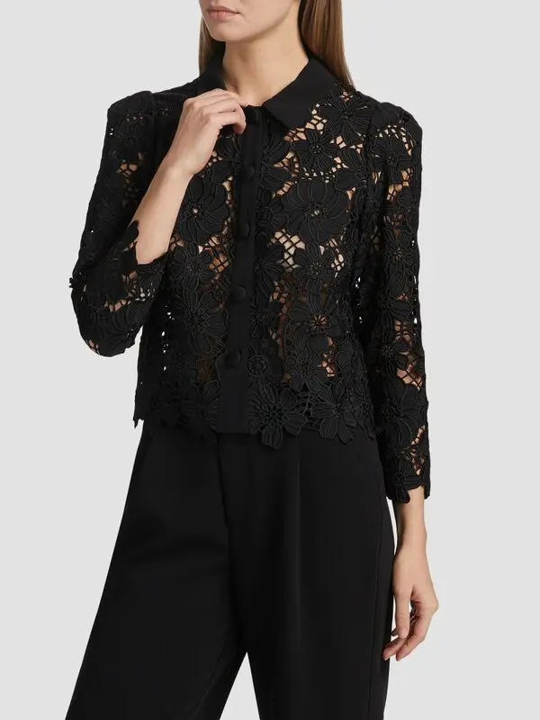 MILLY June Lace Button-front Shirt